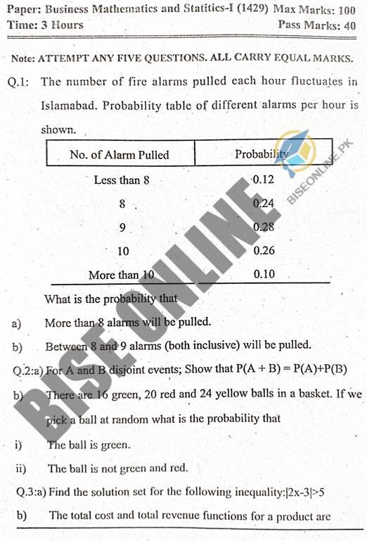 Aiou B Com Code 429 Mass Education Literacy Past Papers Bise Online