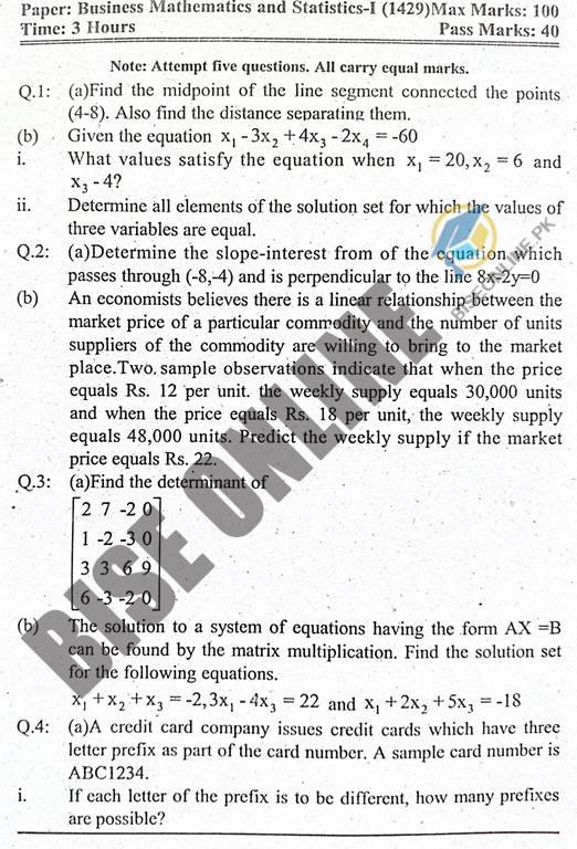 Aiou B Com Code 429 Mass Education Literacy Past Papers Bise Online